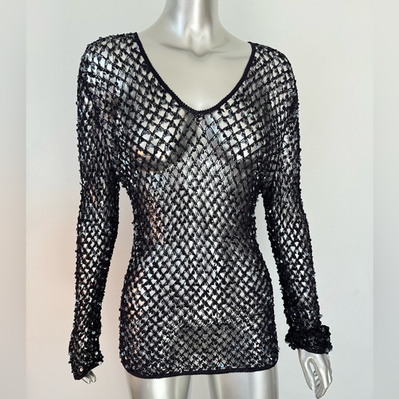 Retrofete | Tops | Retrofete Sequined Crocheted Top Sparkling Purple ...